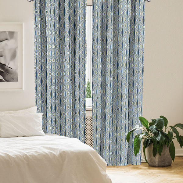 Ambesonne Retro 4-Panel Curtains, Curved Look Shapes with Lines Night ...