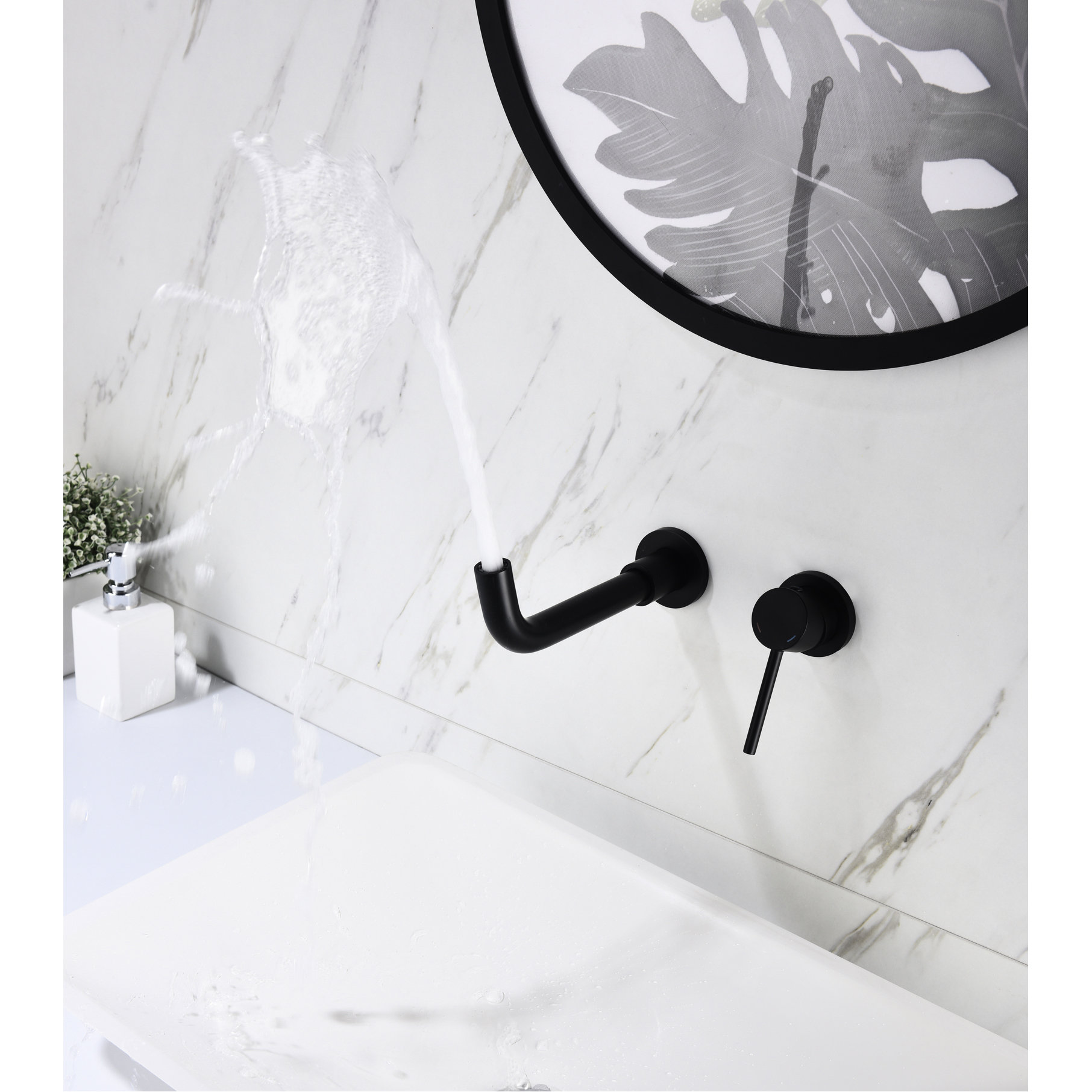 TUOXIN Bathroom Faucet, Wall Mounted, Single Handle, Pop - Up Drain, No ...
