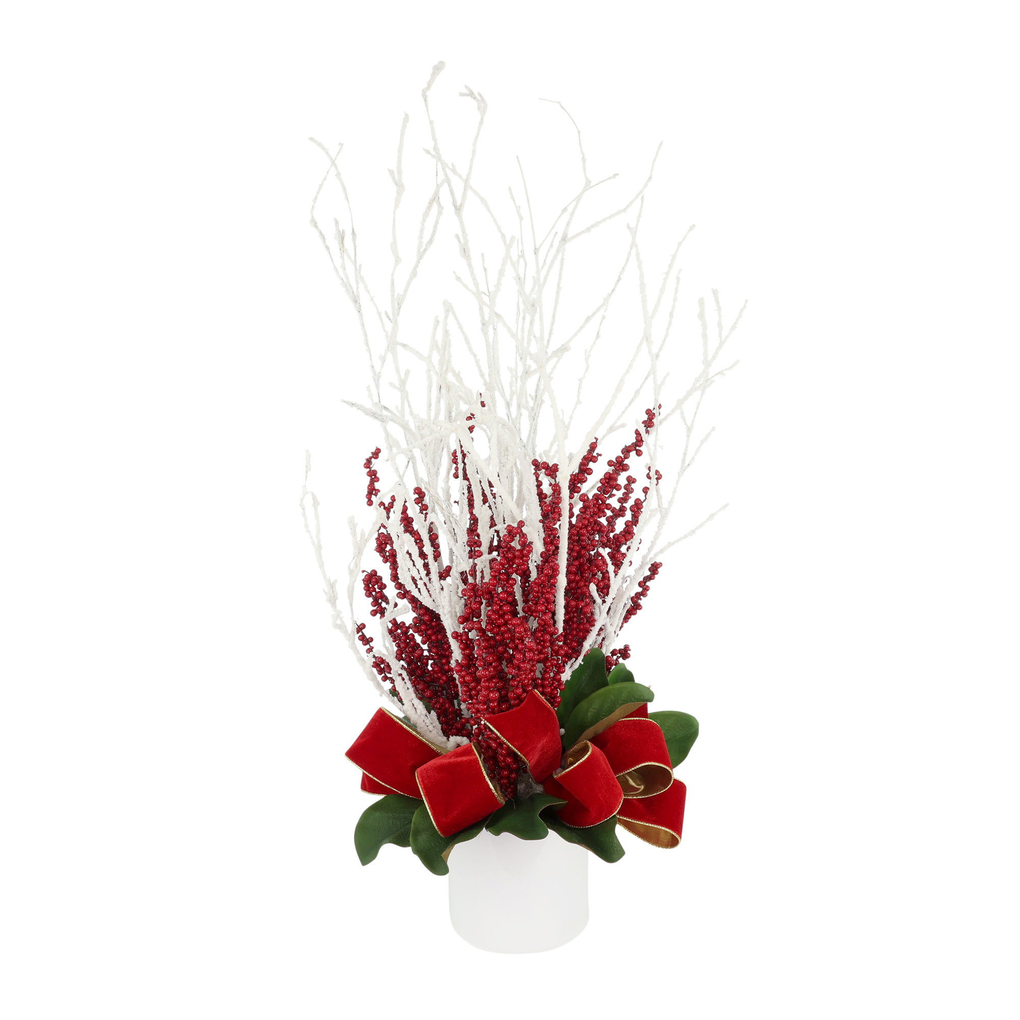 The Holiday Aisle® Holiday Arrangement with Magnolia Leaves, Berries ...