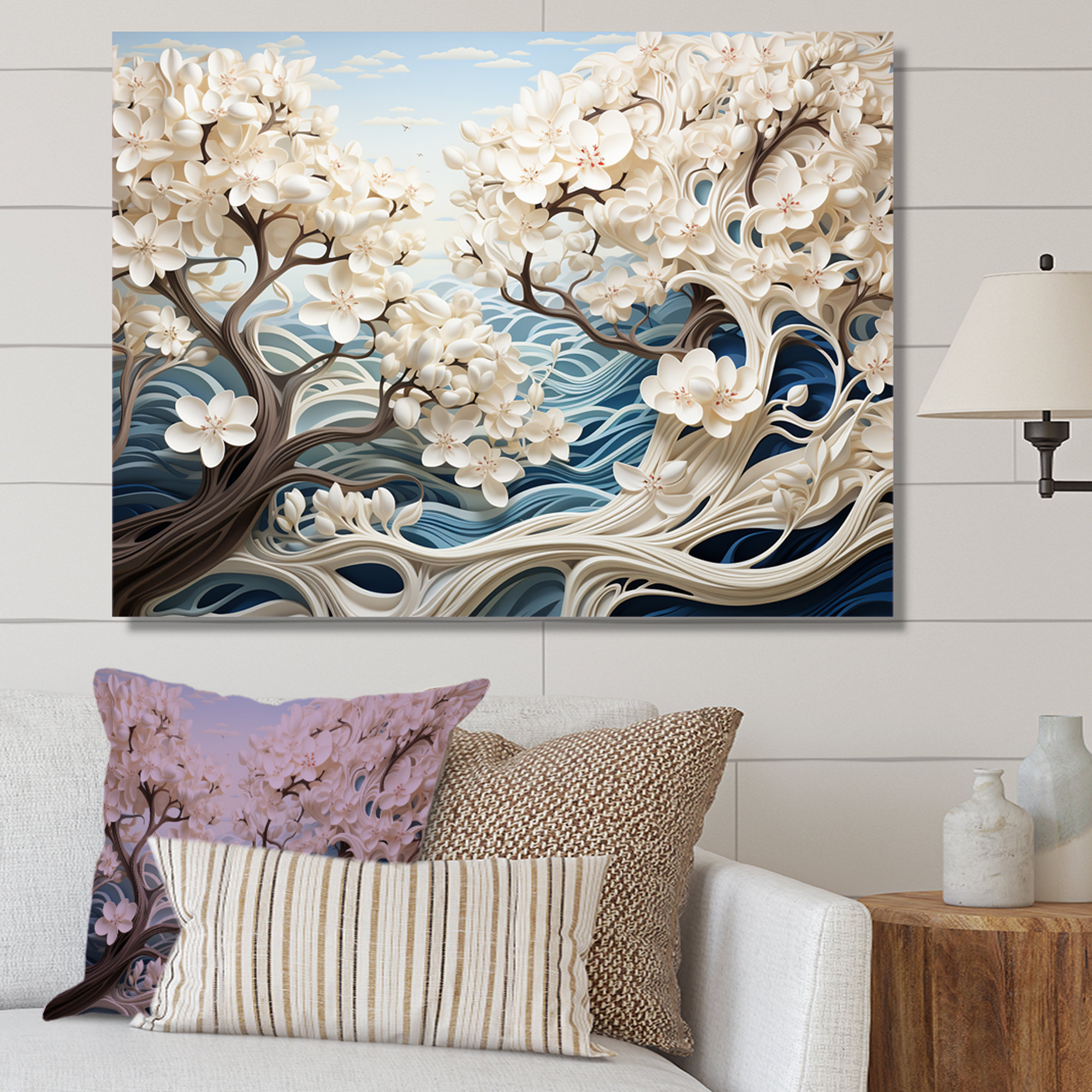 Winston Porter White And Blue River Collage I On Canvas Print | Wayfair