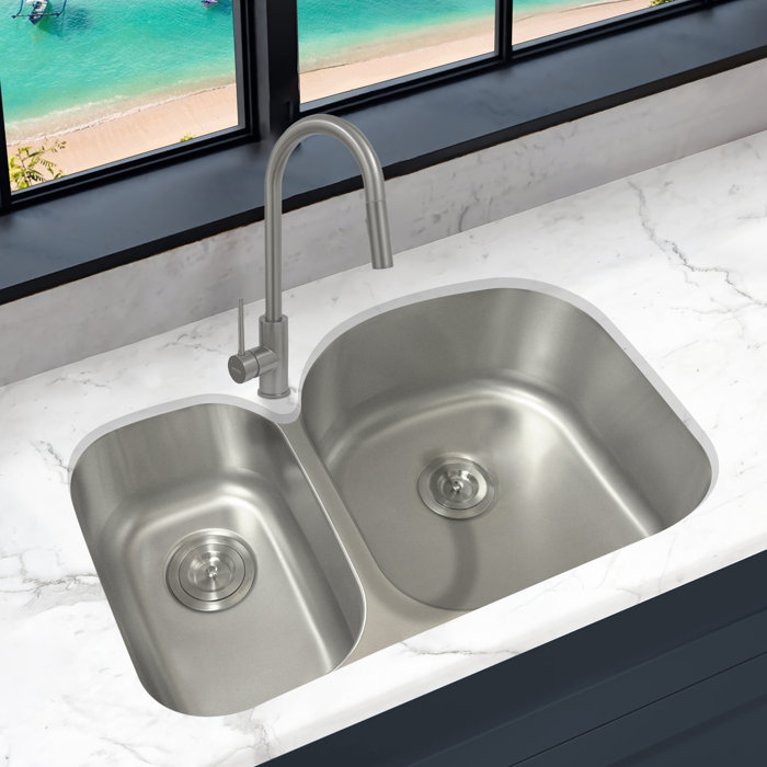 KBFmore Classic 32 Inch 18 Gauge 3070 Undermount Double Bowl Stainless ...