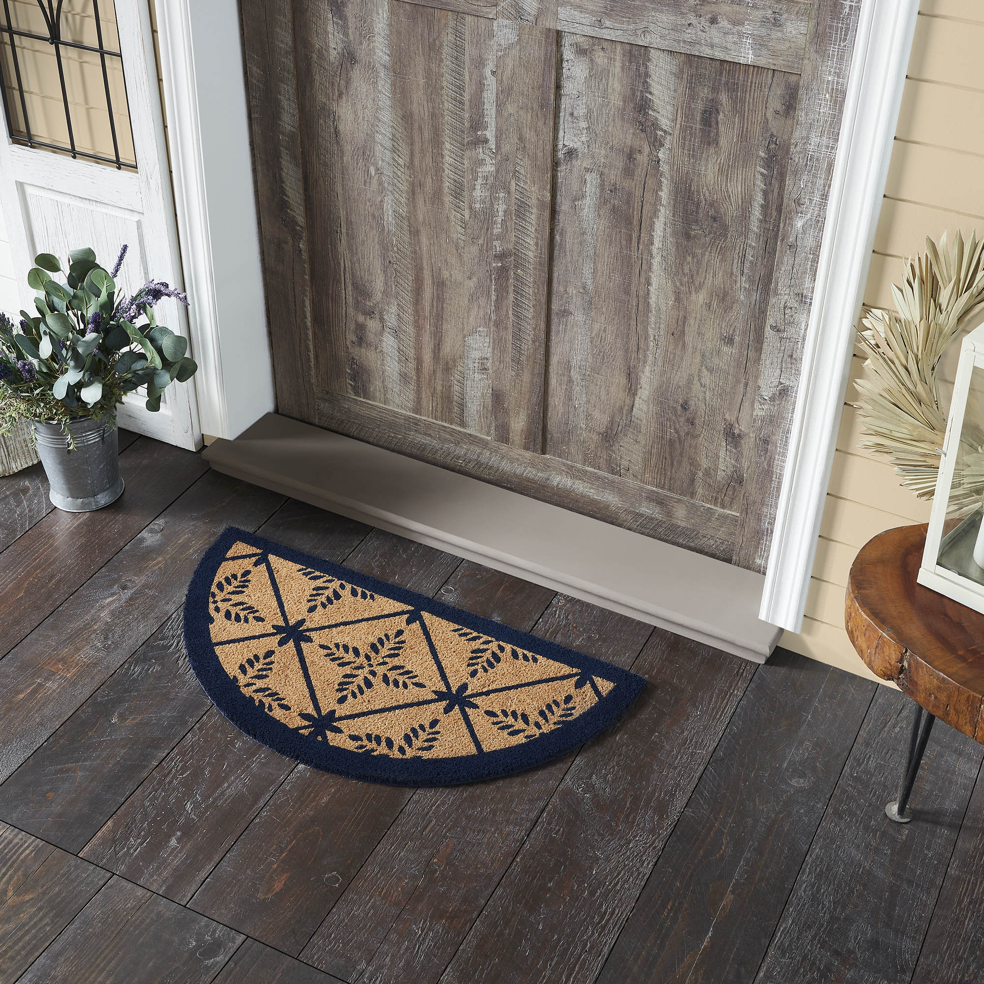 Winston Porter Durango Blue Coir Rug Half Circle 16.5x33 | Wayfair