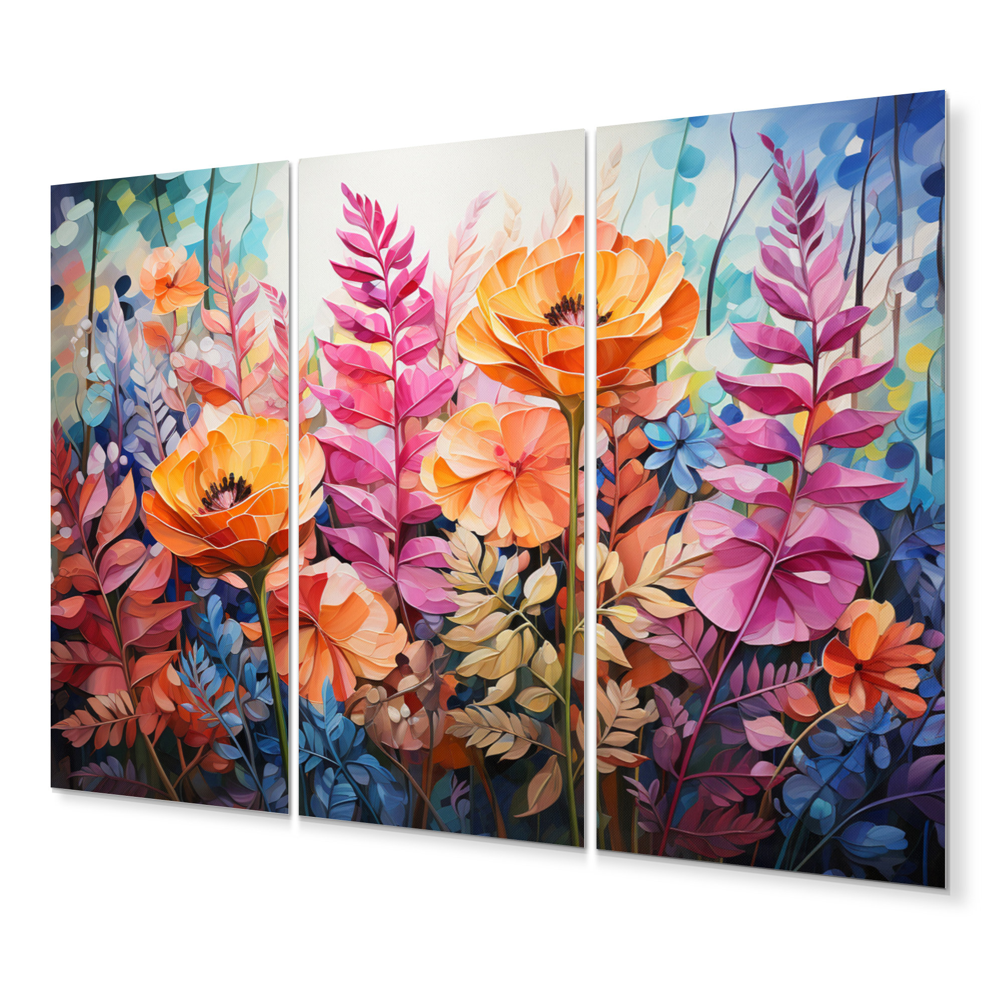 Design Art Multicolored Ferns Collage V - Floral Metal Wall Decor Set ...