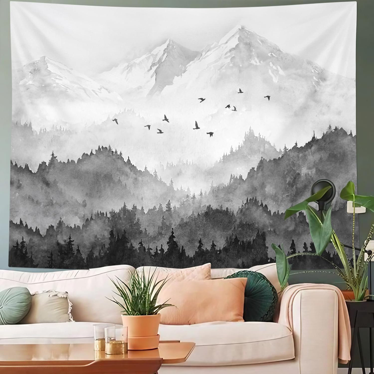 Millwood Pines Mountain Forest Tapestry, Misty Foggy Tree Landscape ...