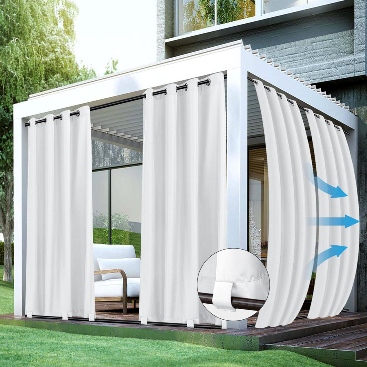 Latitude Run® Patio Curtains Outdoor Waterproof Windproof Weatherproof ...