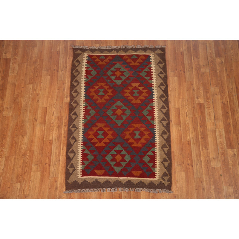 Dakota Fields Reversible Wool Kilim Oriental Area Rug 3x5 | Wayfair