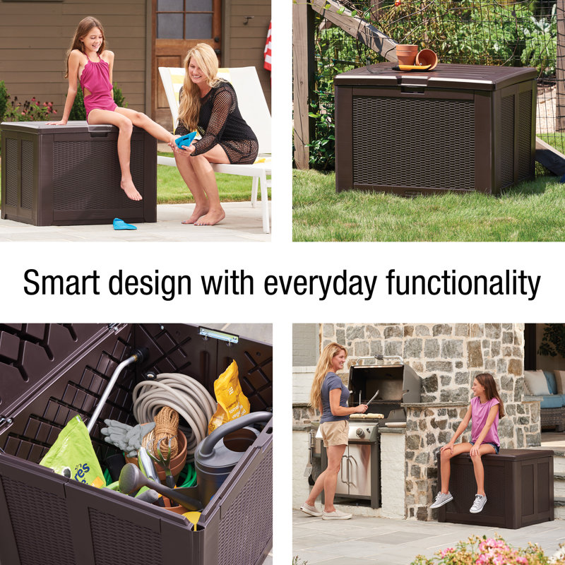 Rubbermaid Deck Box, Medium, 74 Gallon, Brown | Wayfair