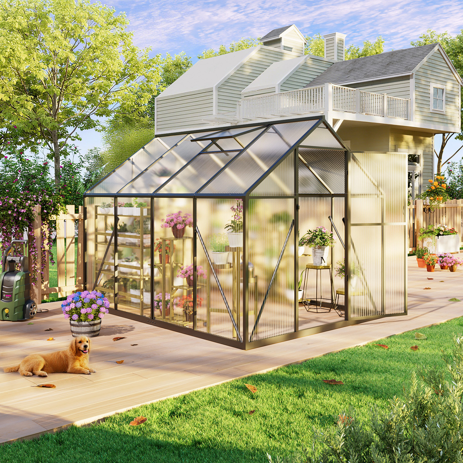 WUKHG Outdoor Greenhouse, Walk-in Greenhouse, Polycarbonate Green House ...