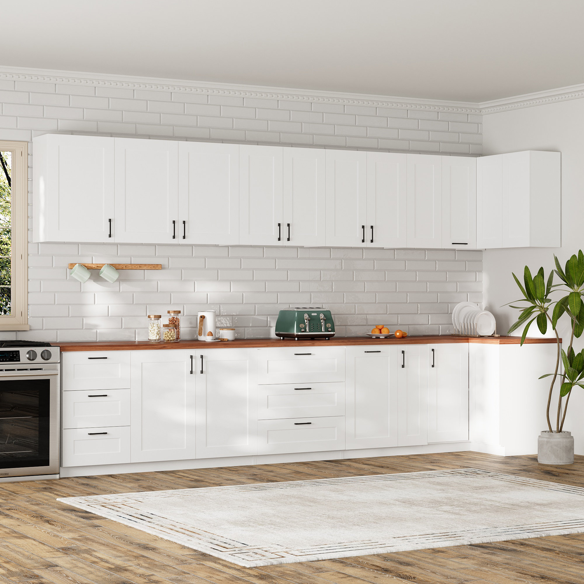 Hokku Designs White 4-Piece DIY Pantry Cabinet Set, Freestanding ...