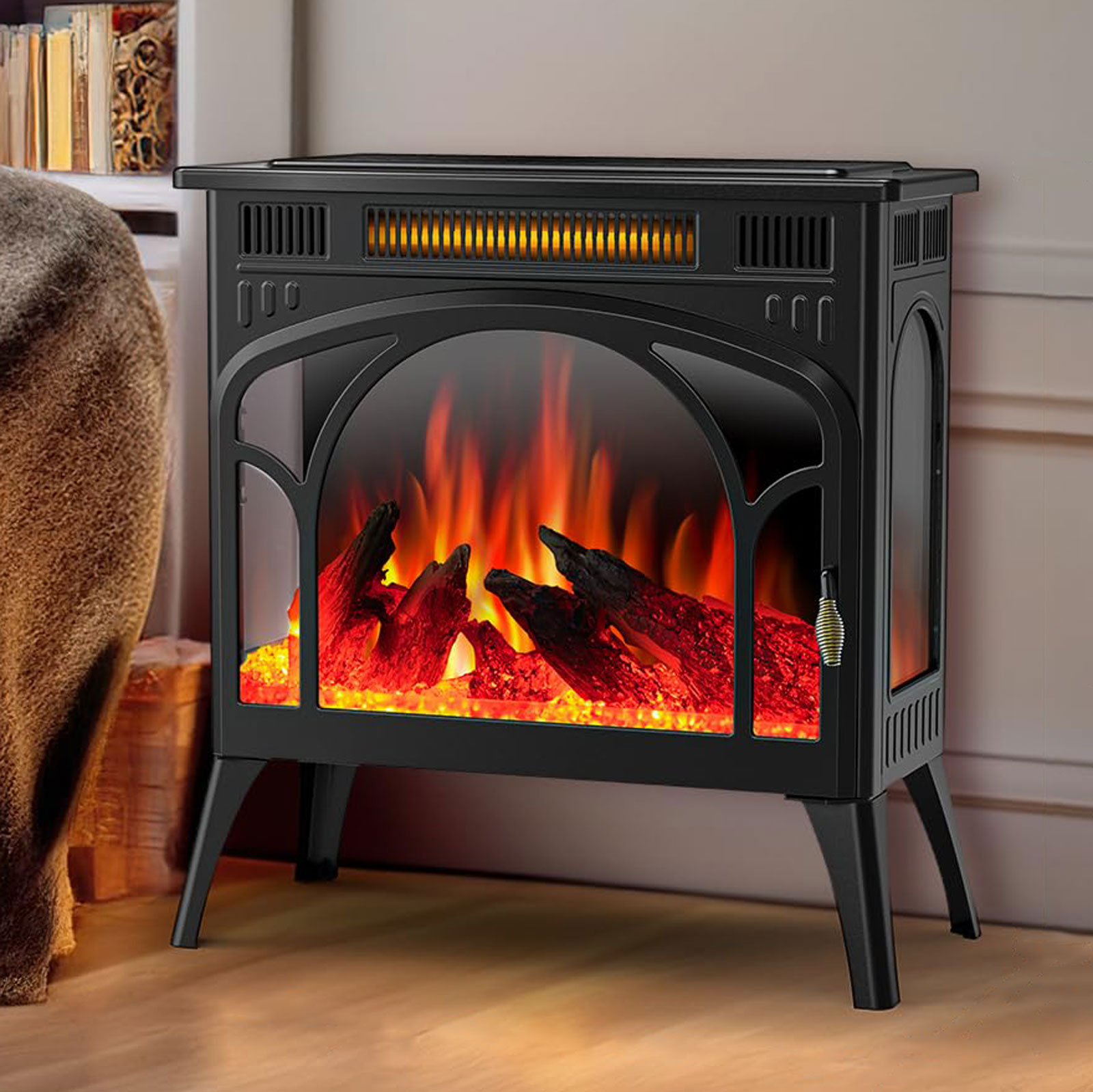 Winston Porter Agros 24.3'' W Portable Electric Fireplace Stove ...
