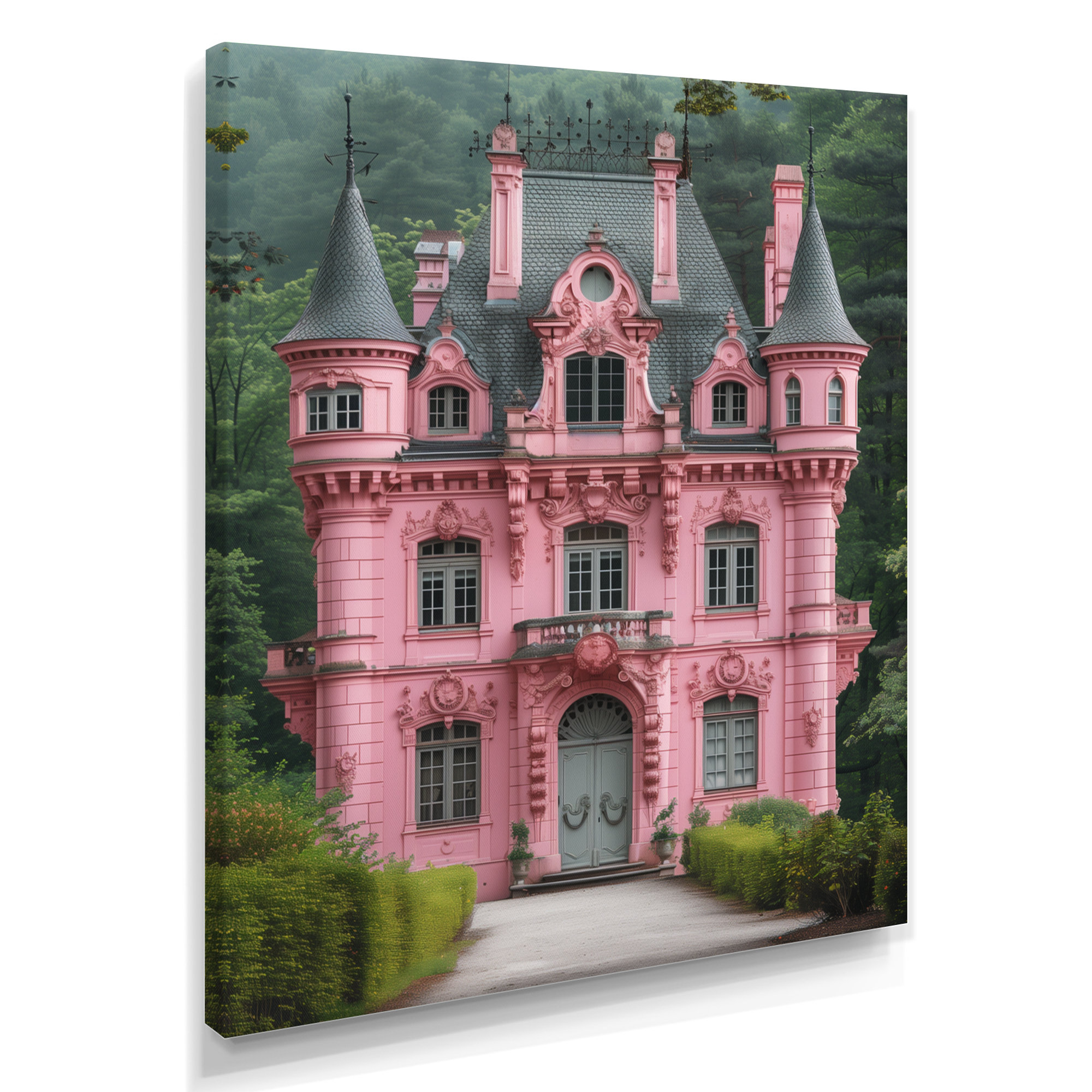 Winston Porter Pink Castle Floral Royal Retreat III - Chateaus Wall Art ...