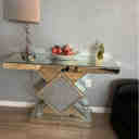 Everly Quinn Amla 47.25" Mirrored Glass Console Table Entryway Living ...