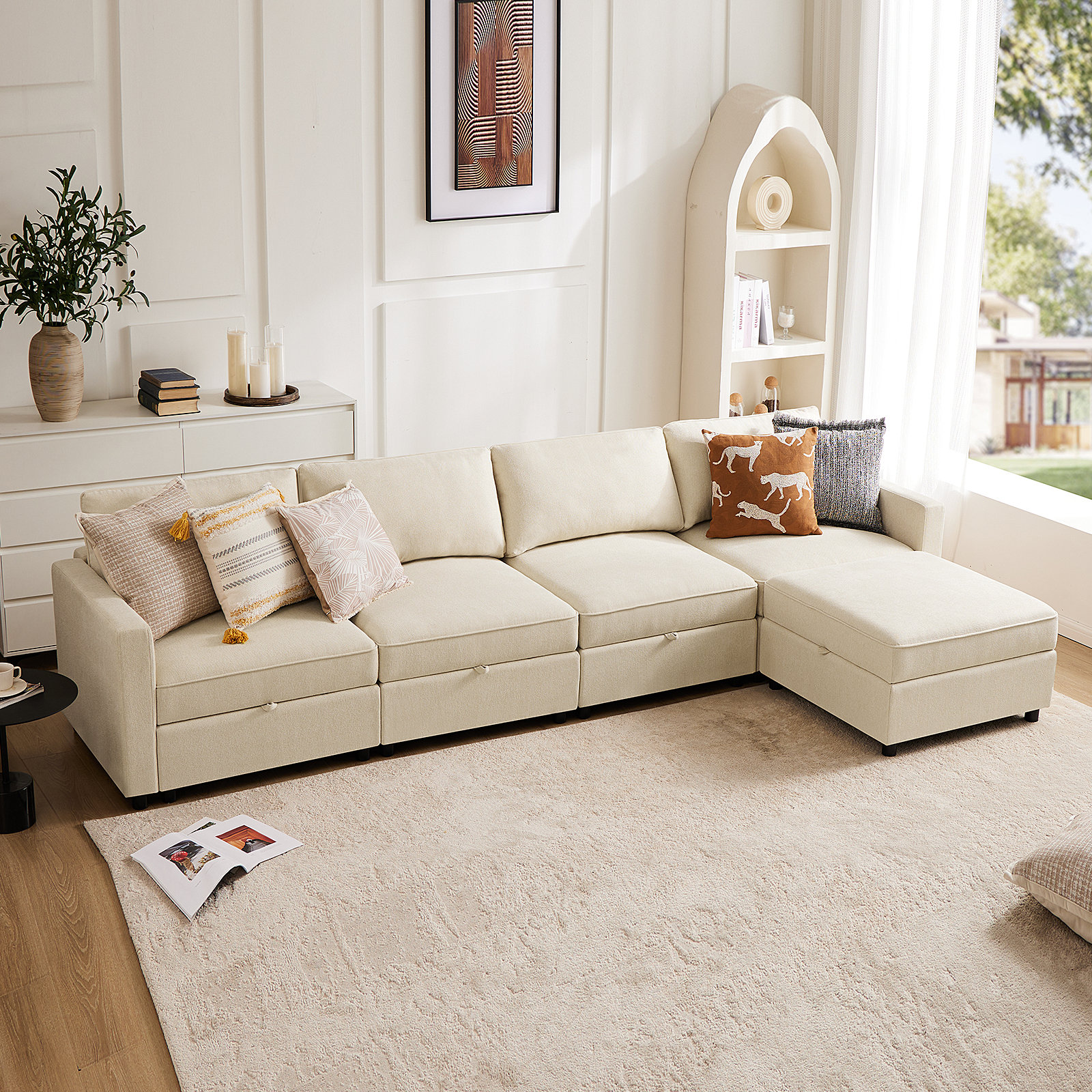 Ebern Designs Uba 5 - Piece Upholstered Modular Sectional Couch | Wayfair