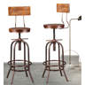 Williston Forge Industrial Bar Stool-Adjustable Swivel Round Wood Metal ...