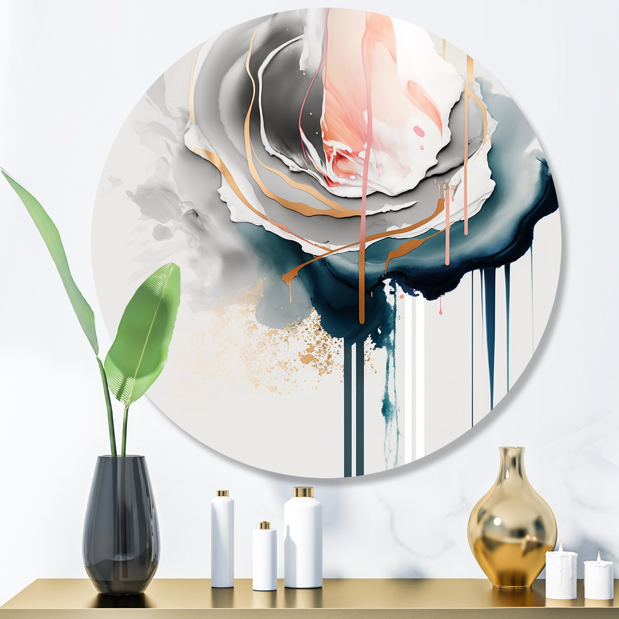 Mercer41 Edwrd Green Elegant Roses II - Rose Round Metal Wall Art ...