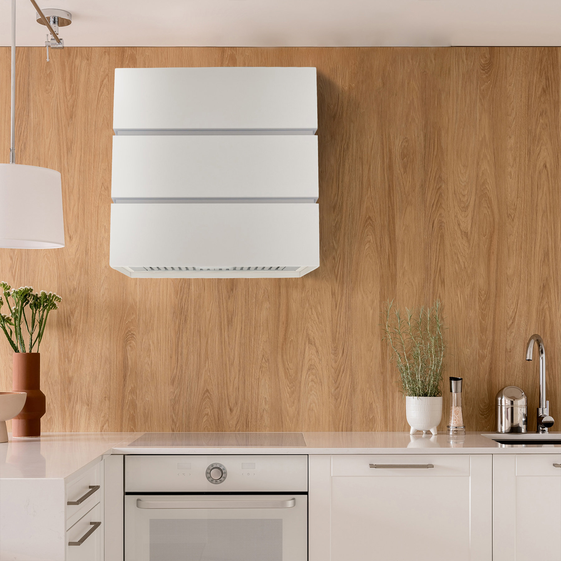 Akicon 600 CFM Wall Mount Range Hood Stainless Steel 3 Stacks Modern ...