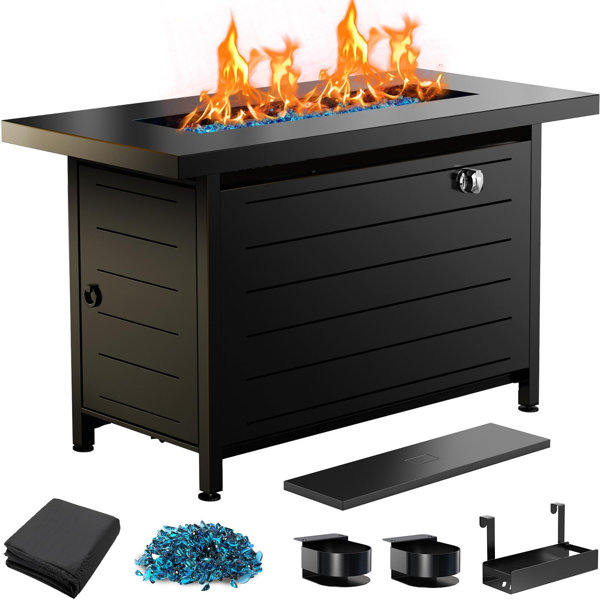 Latitude Run® Laurean 25" H x 43" W Propane Fire Table Outdoor Fire Pit ...