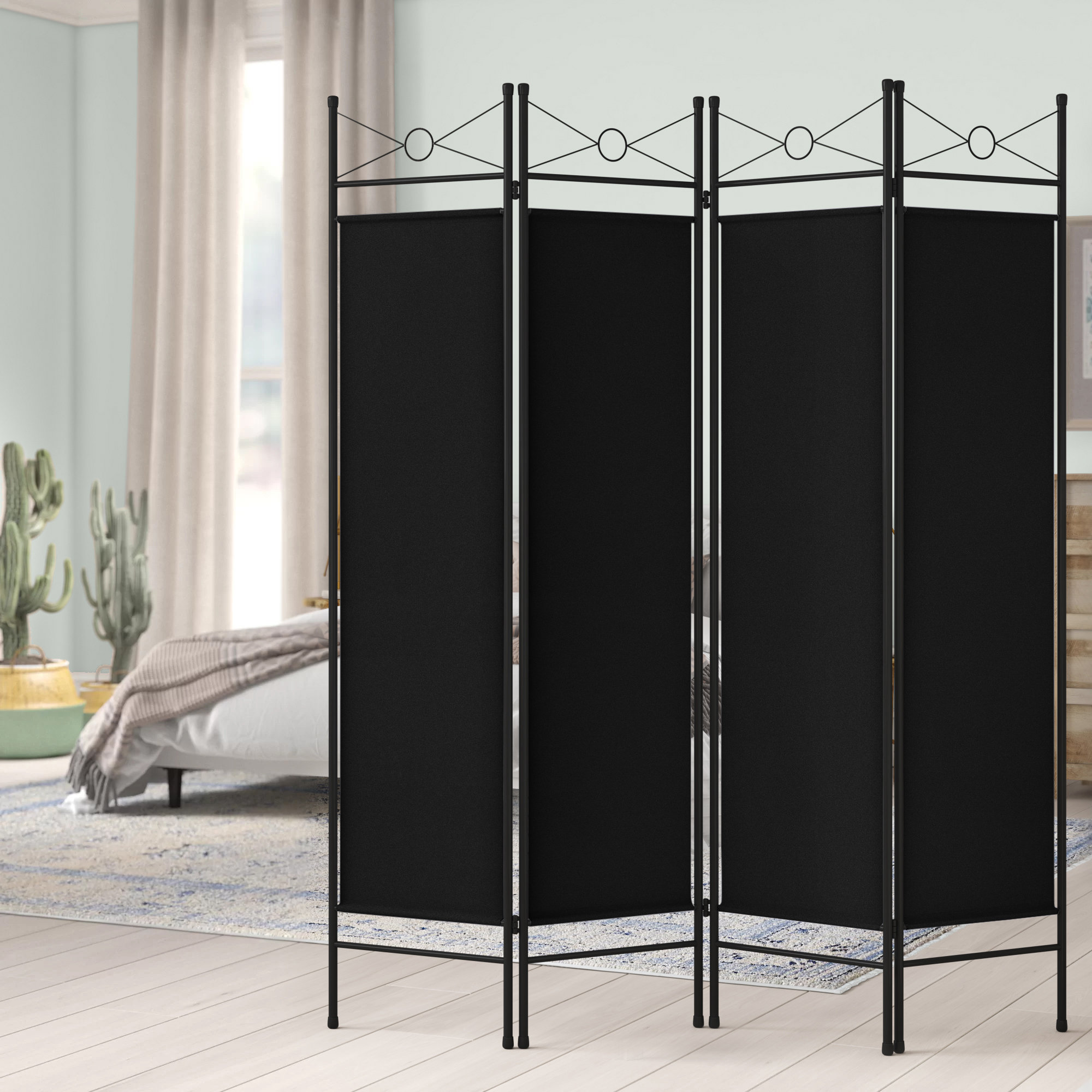 Ebern Designs Wyler 63" W x 71" H 4 - Panel Folding Room Divider ...