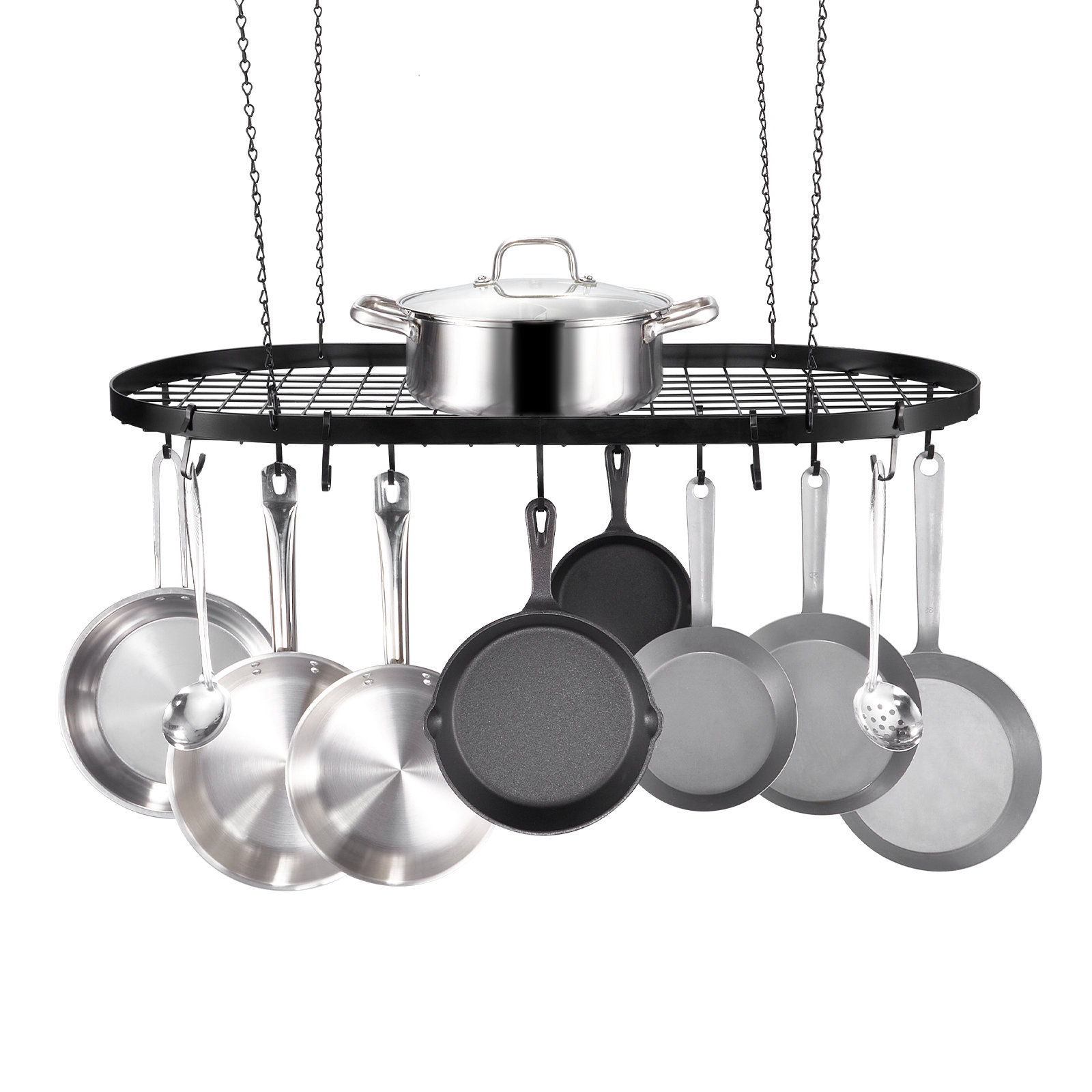 Prep & Savour Hanging Pot Rack, Hanging Pot Rack Ceiling Mount, Ceiling ...