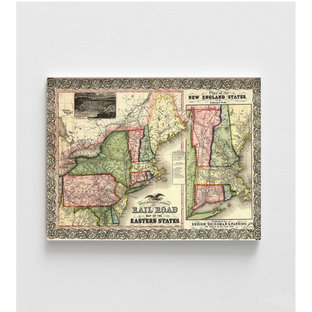WeFrameArt Road Map Of The Eastern States 1856, Road Trip Map Poster ...
