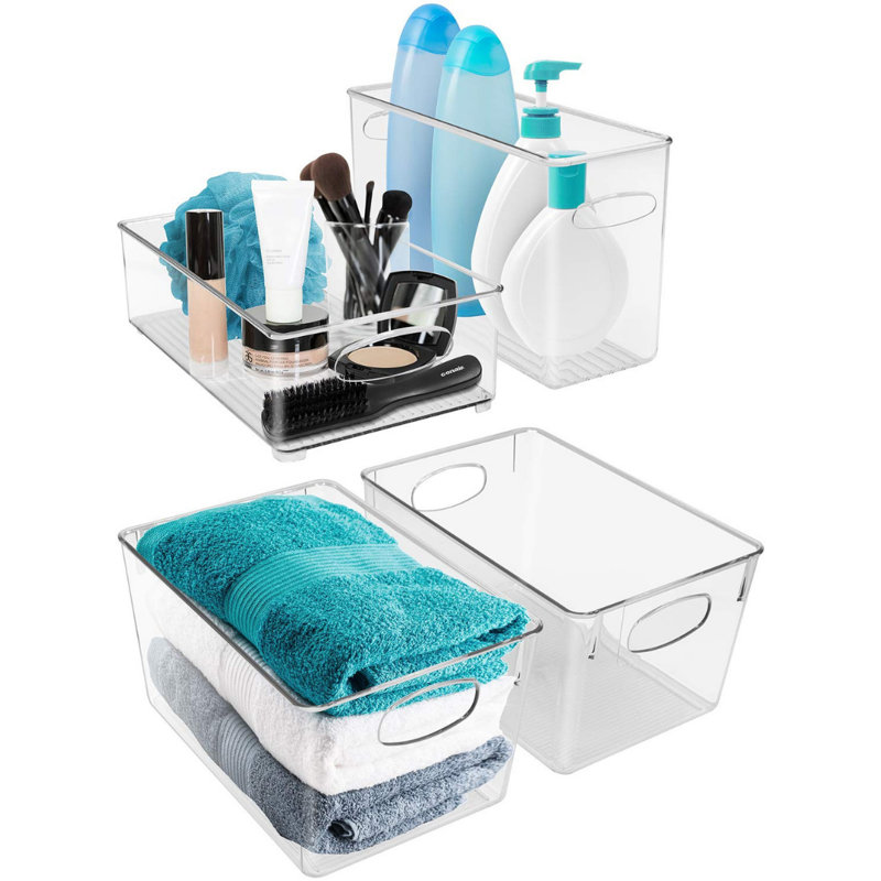 Sorbus 4-Piece Variety Sizes Clear Plastic Container Bins with Handles ...