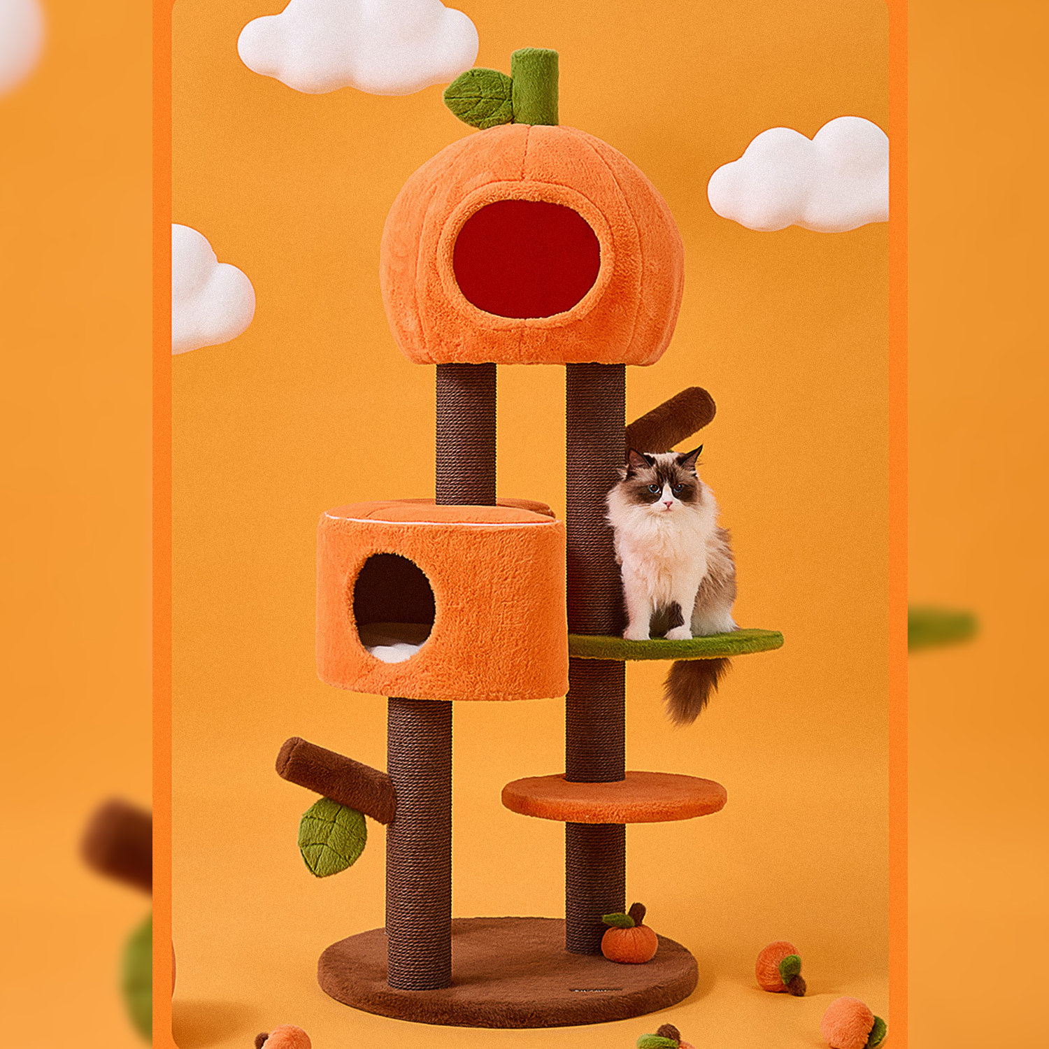 KZLAA 58'' H Creative Cat Tree / Warm Cat Climbing Frame with Audible ...