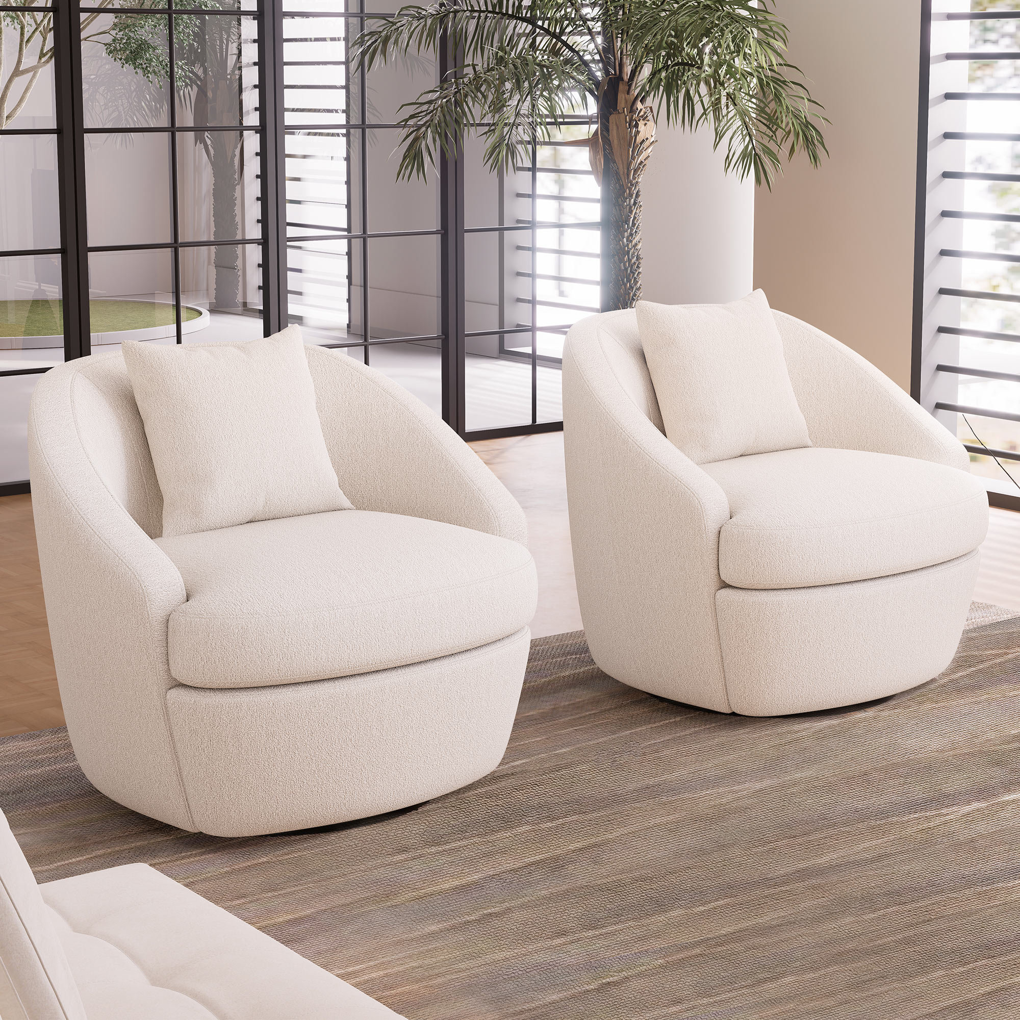 Corrigan Studio® Swivel Accent Chair Upholstered Barrel Chair With ...