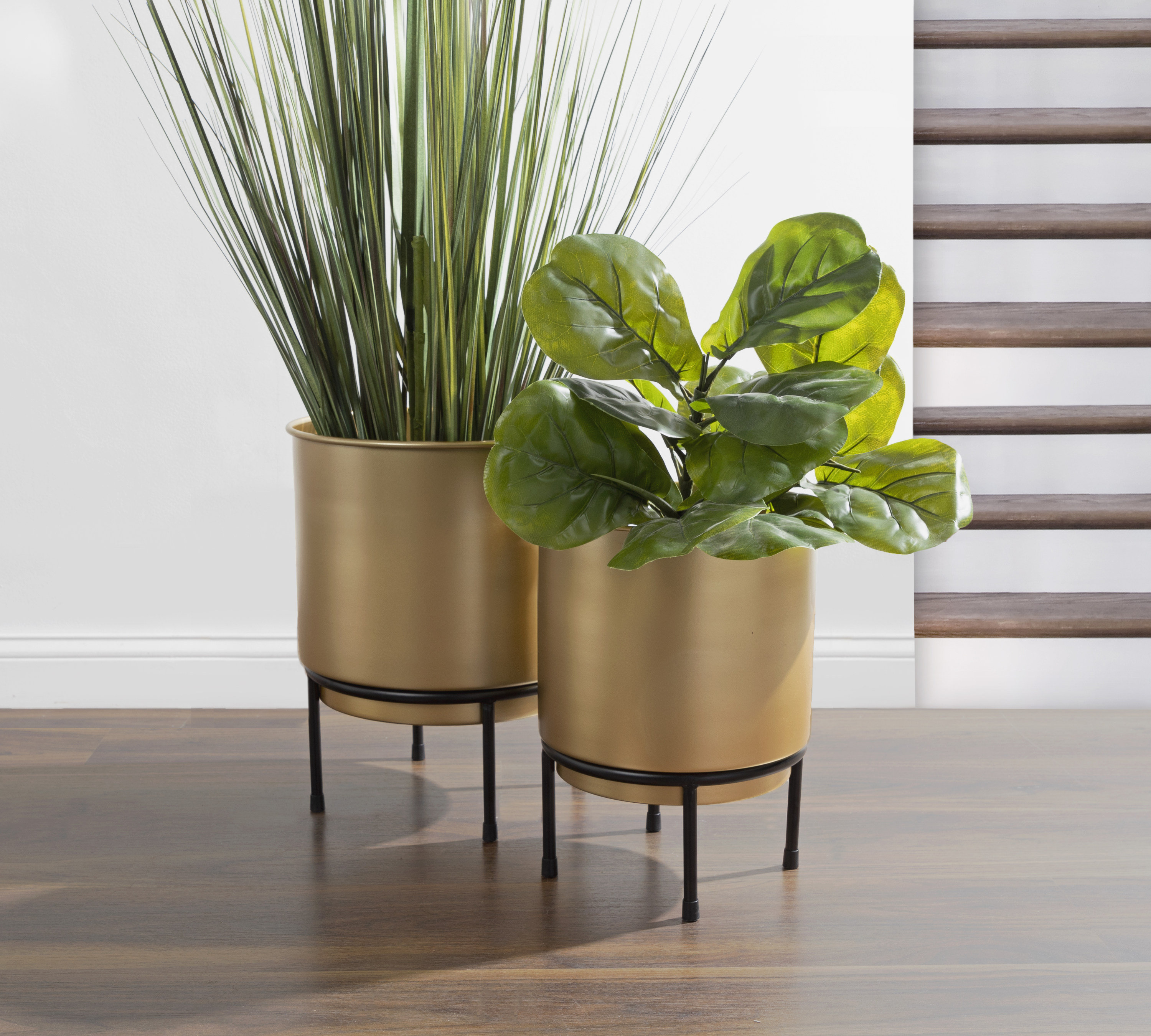 Mercer41 Aletta 2-Piece Metal Pot Planter Set & Reviews | Wayfair