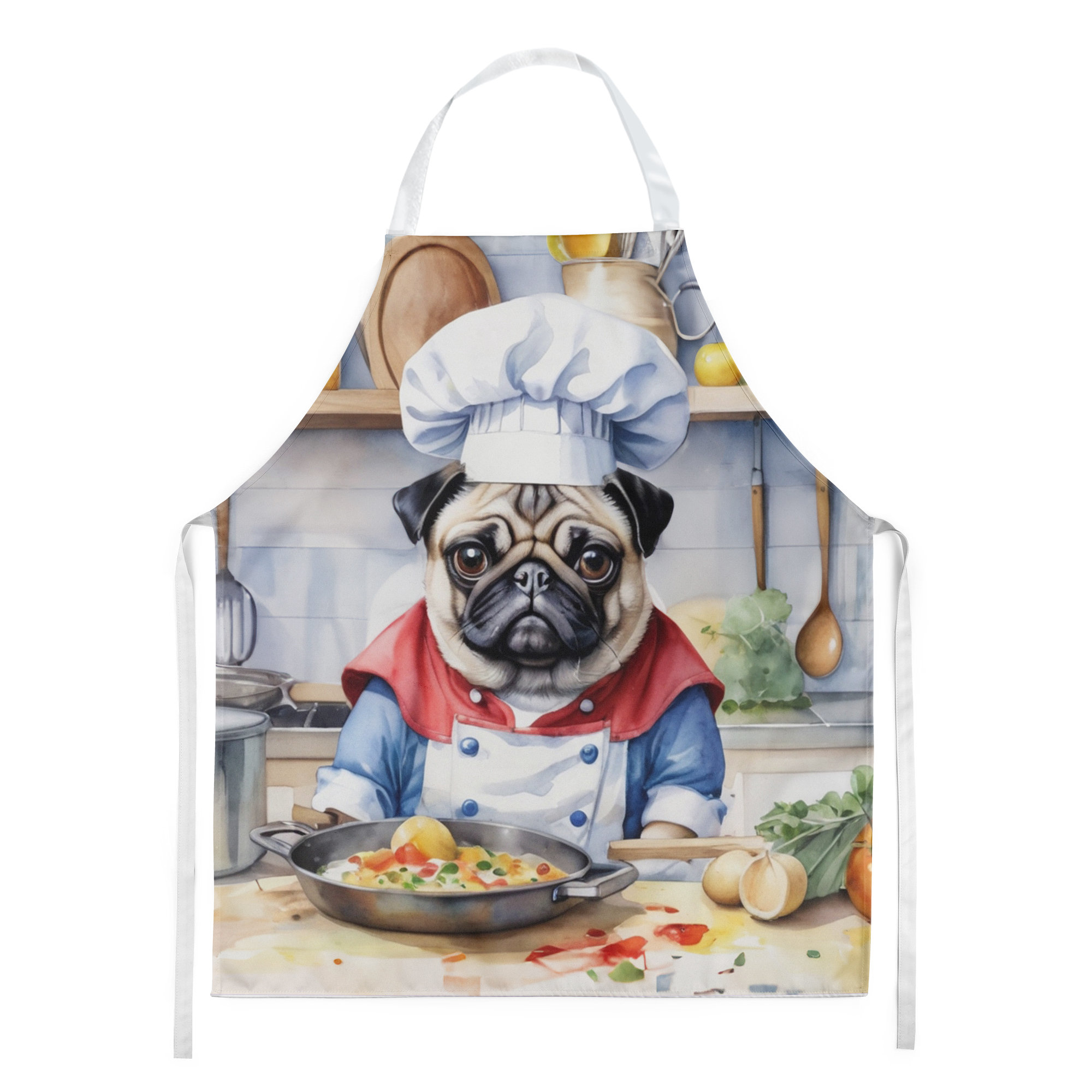 Caroline's Treasures Pug The Chef Apron | Wayfair