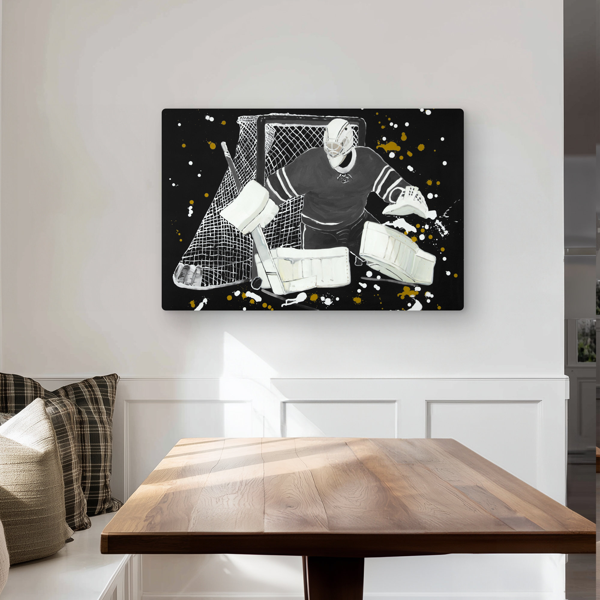 Lark Manor™ Goalkeeper Hockey Metal Print | Gray Man Cave Decor | Wayfair