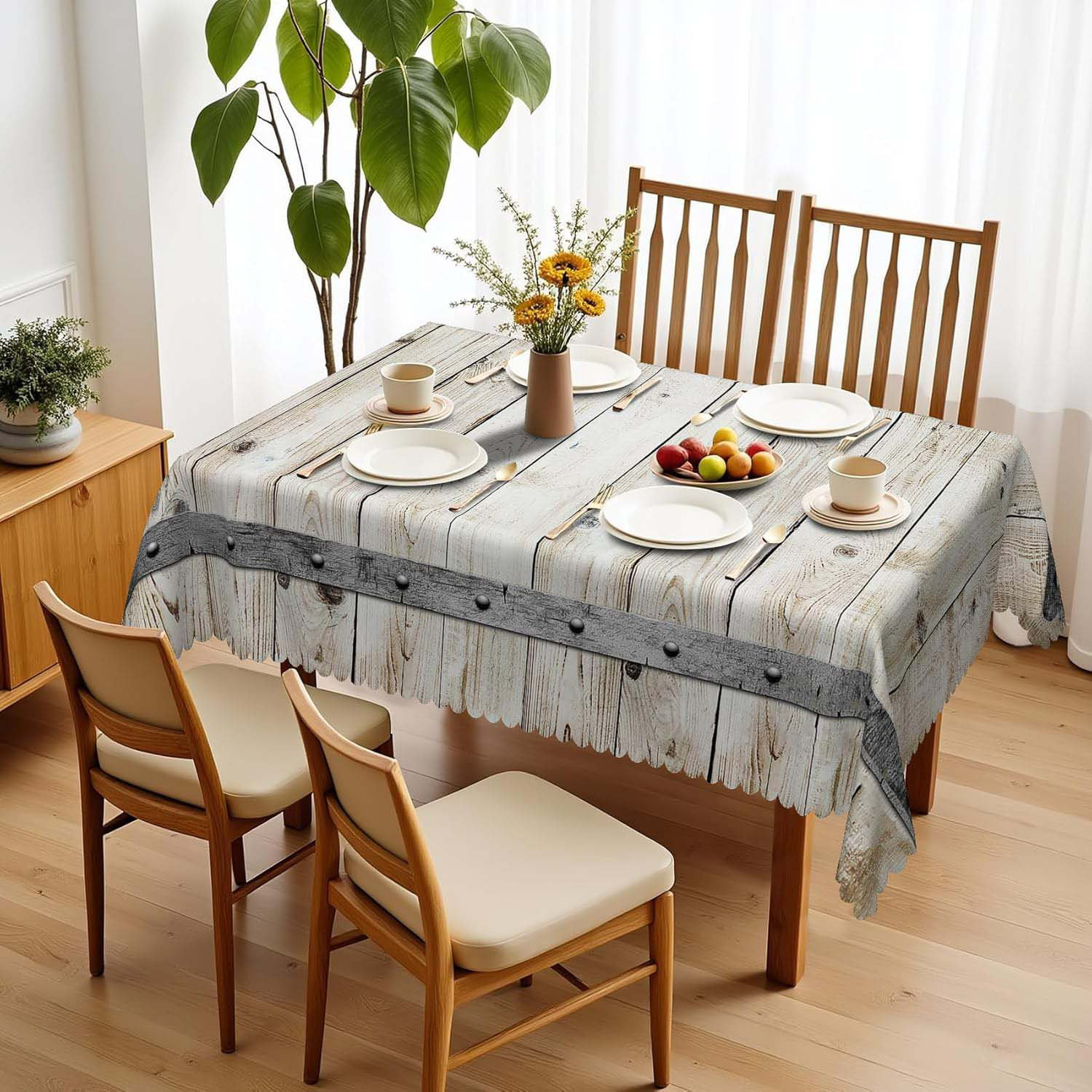 Gracie Oaks Waterproof Wipeable Tablecloth 55? X 70?, Rustic ...