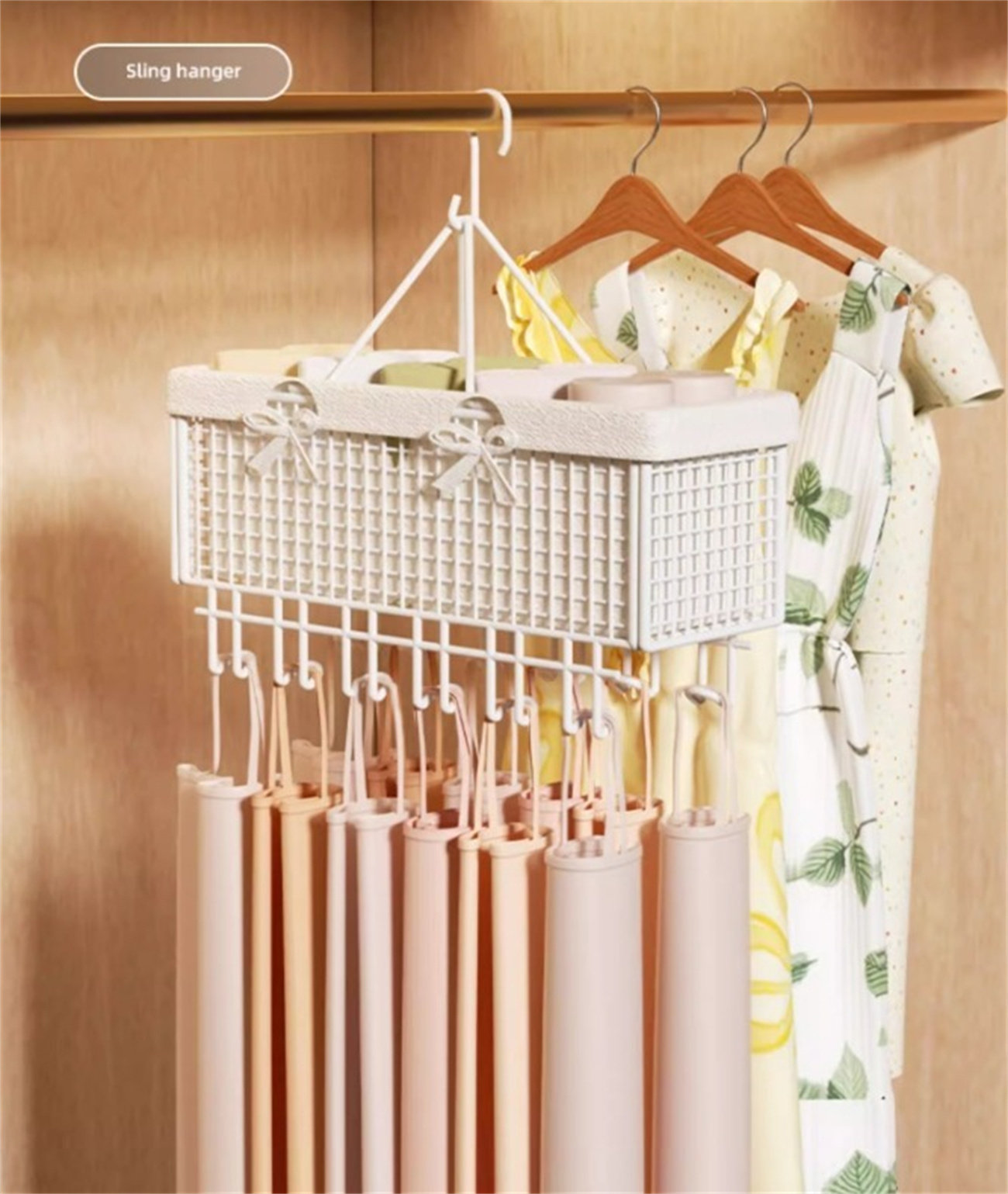 Rebrilliant Multi-Functional Hanger With Integrated Basket | Wayfair