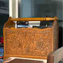 World Menagerie Geraint Flower Tornillo Wood and Leather Magazine Rack ...