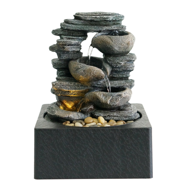 Alpen Home Amet Weather Resistant Table Top Fountain with Light ...