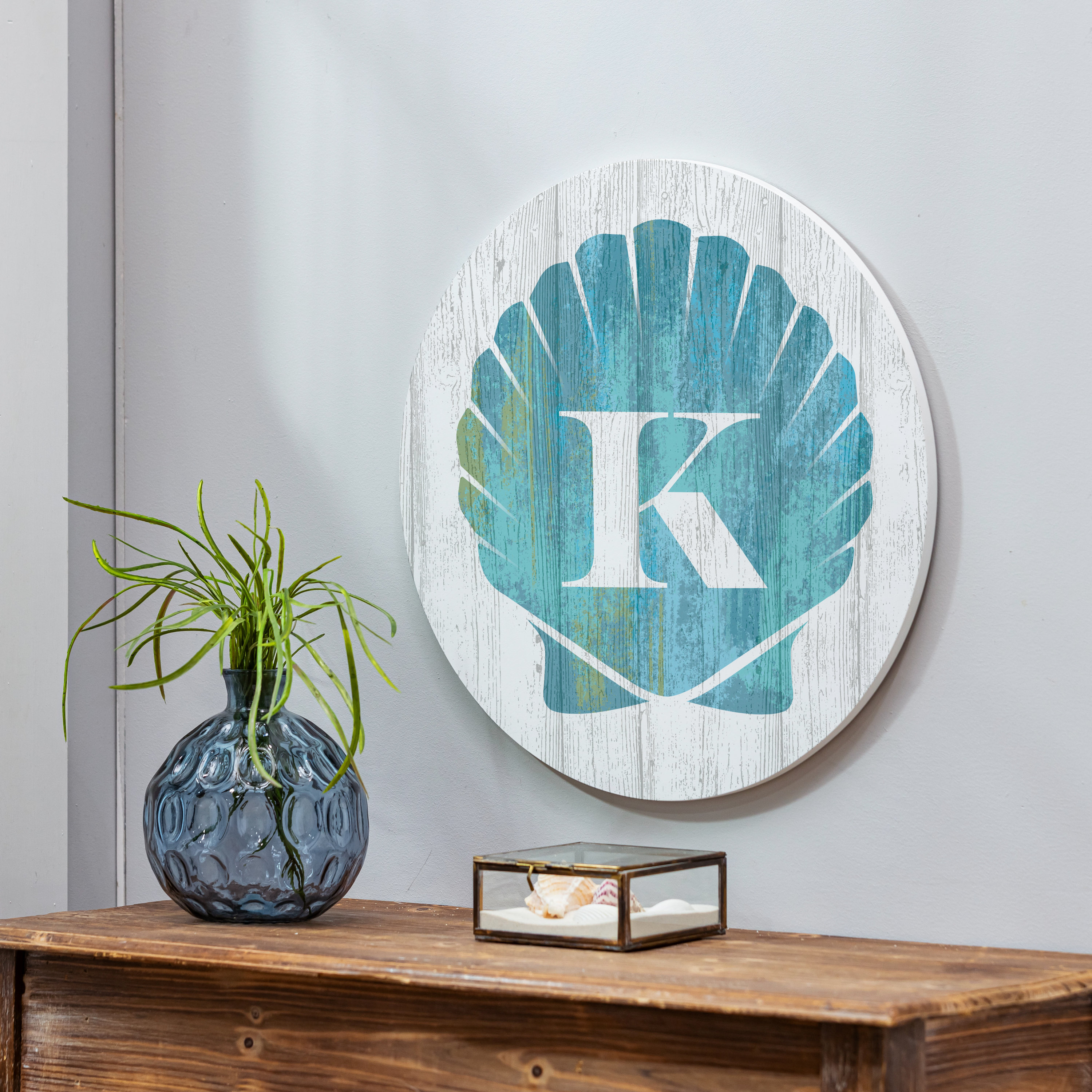 Highland Dunes Coastal Door Decor Shell Monogram 18" K K | Wayfair