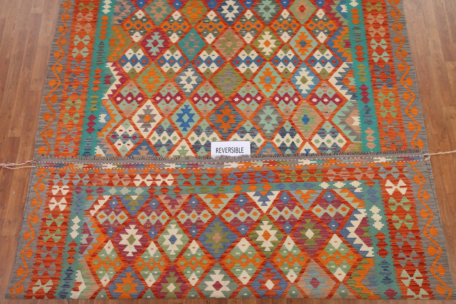Dakota Fields Geometric Wool Kilim Area Rug 8x12 | Wayfair