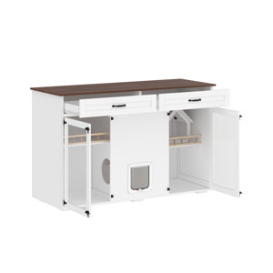 Metaoutdoors 2-In-1 Litter Box Enclosure With Cat Bed And Scratching ...