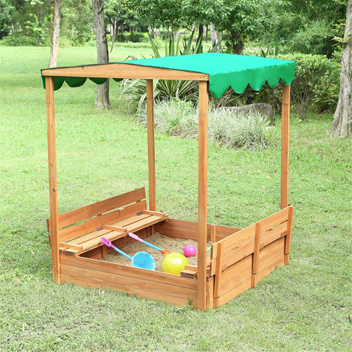 Klo Kick 47.2" X 39.3" Solid Wood Sandbox with Cover - Wayfair Canada