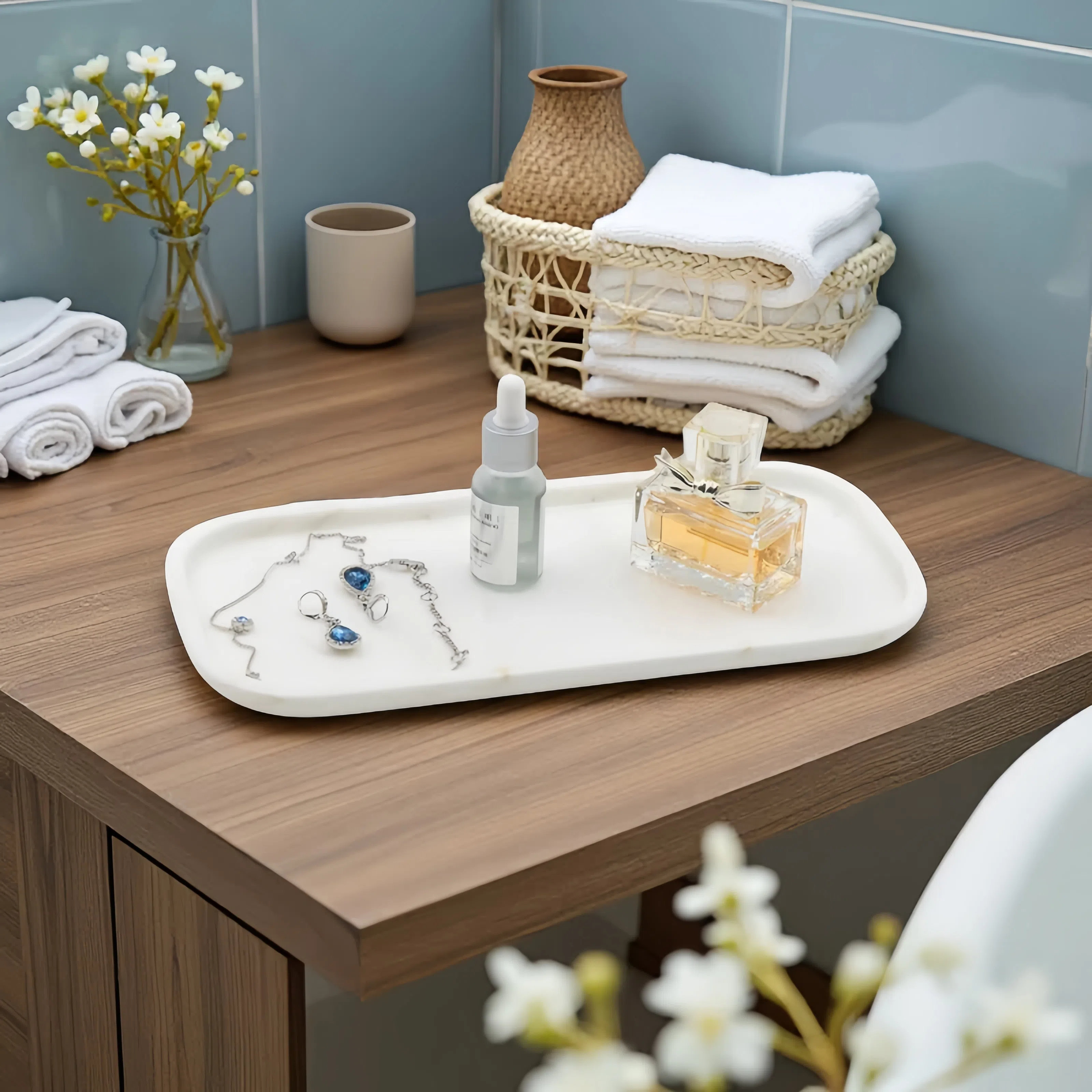 Marmor Real Natural Marble Bathroom Tray for Perfume, Candles, Jewelry ...
