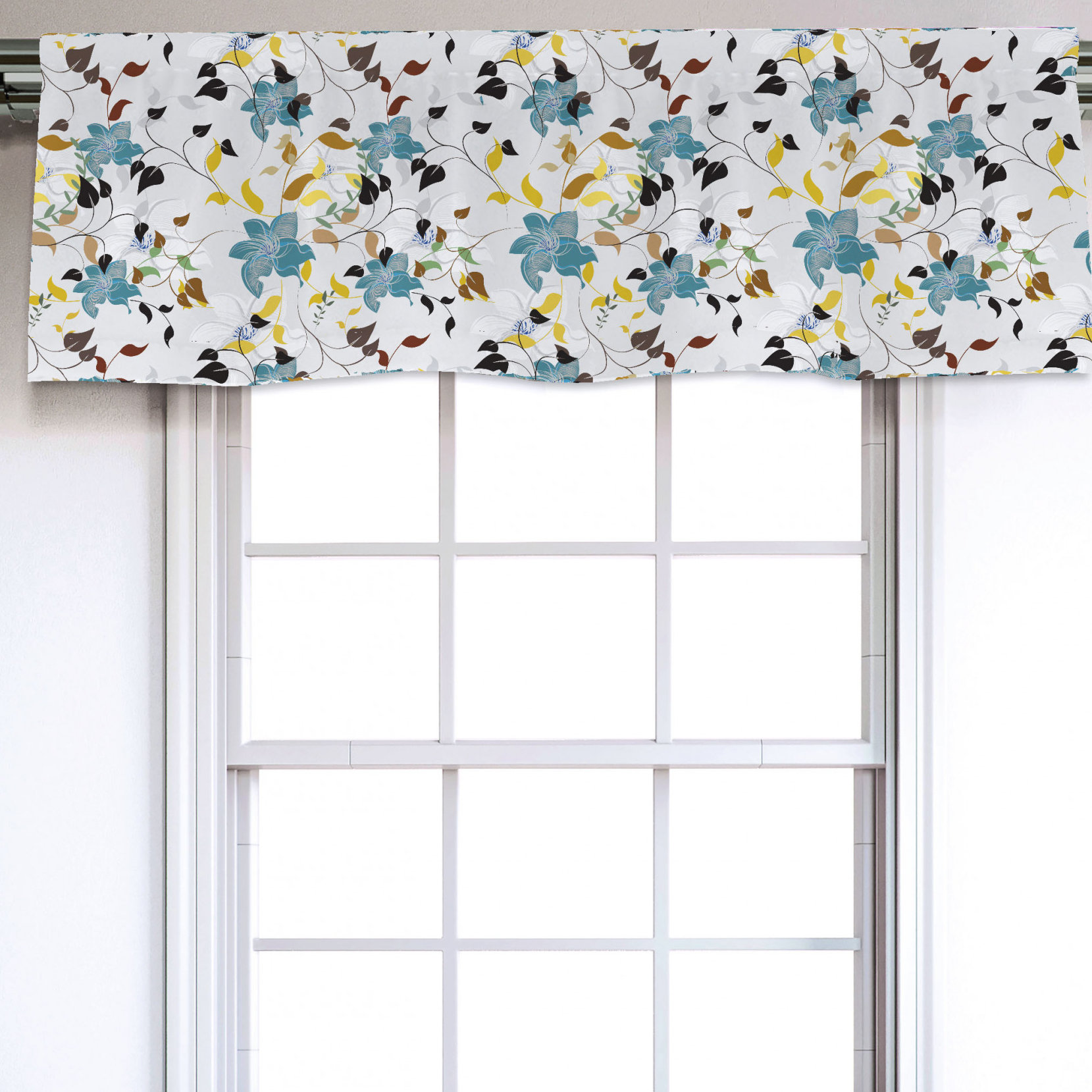 Ambesonne Floral Sateen Ruffled 54'' W Window Valance in | Wayfair