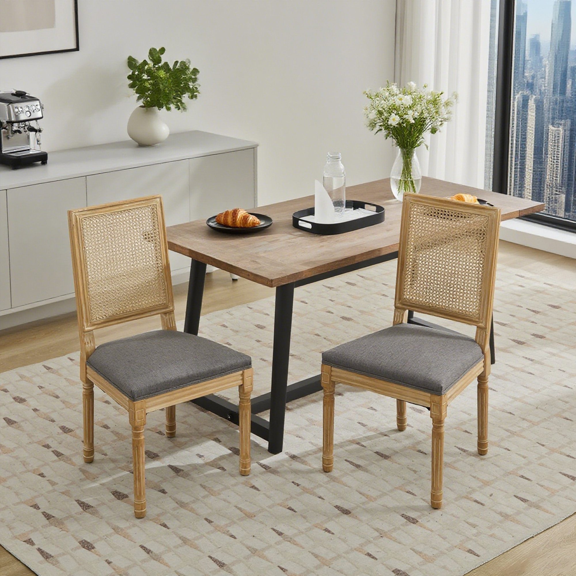 Ophelia & Co. Farmhouse Rattan Dining Chairs Set Of 2 Kitchen Chairs ...