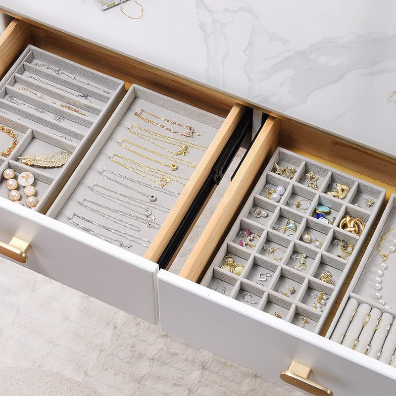 Hokku Designs Set of 4 Stackable Jewelry Organizer Trays for Drawers ...