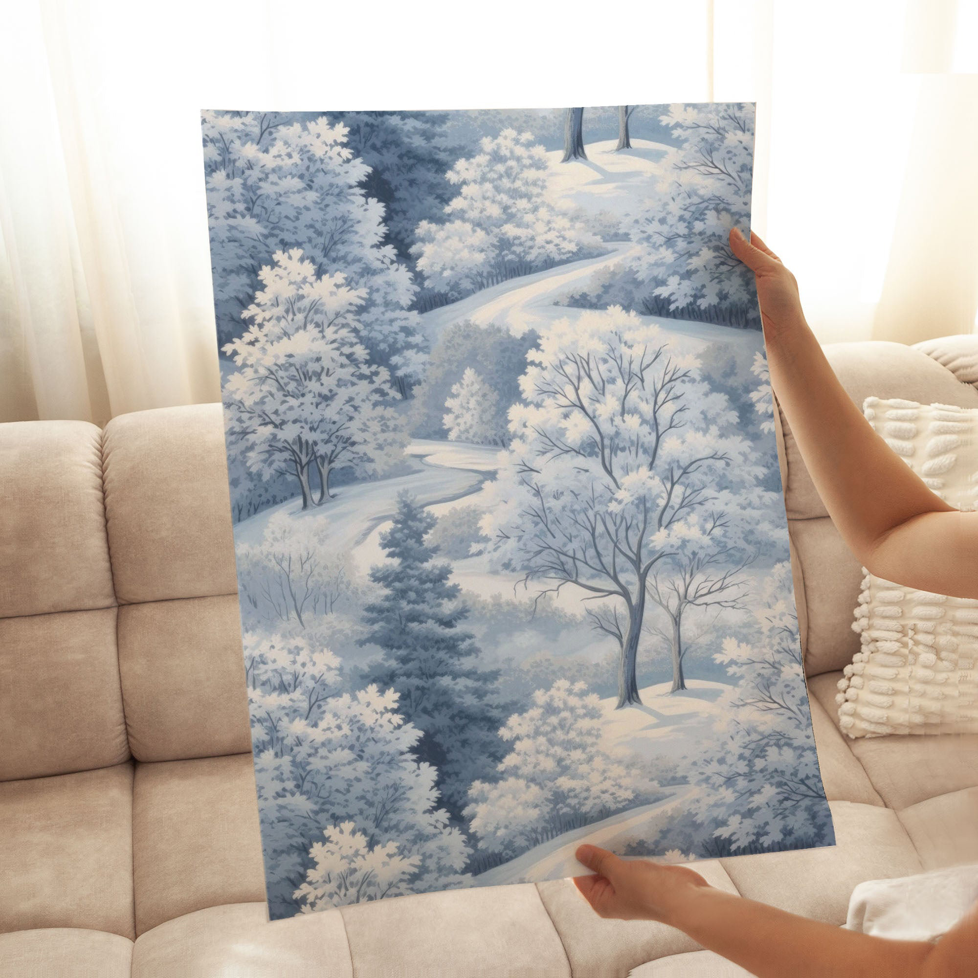 Winston Porter Holiday Blue Winter Forest Trees III Modern Unframed Art ...