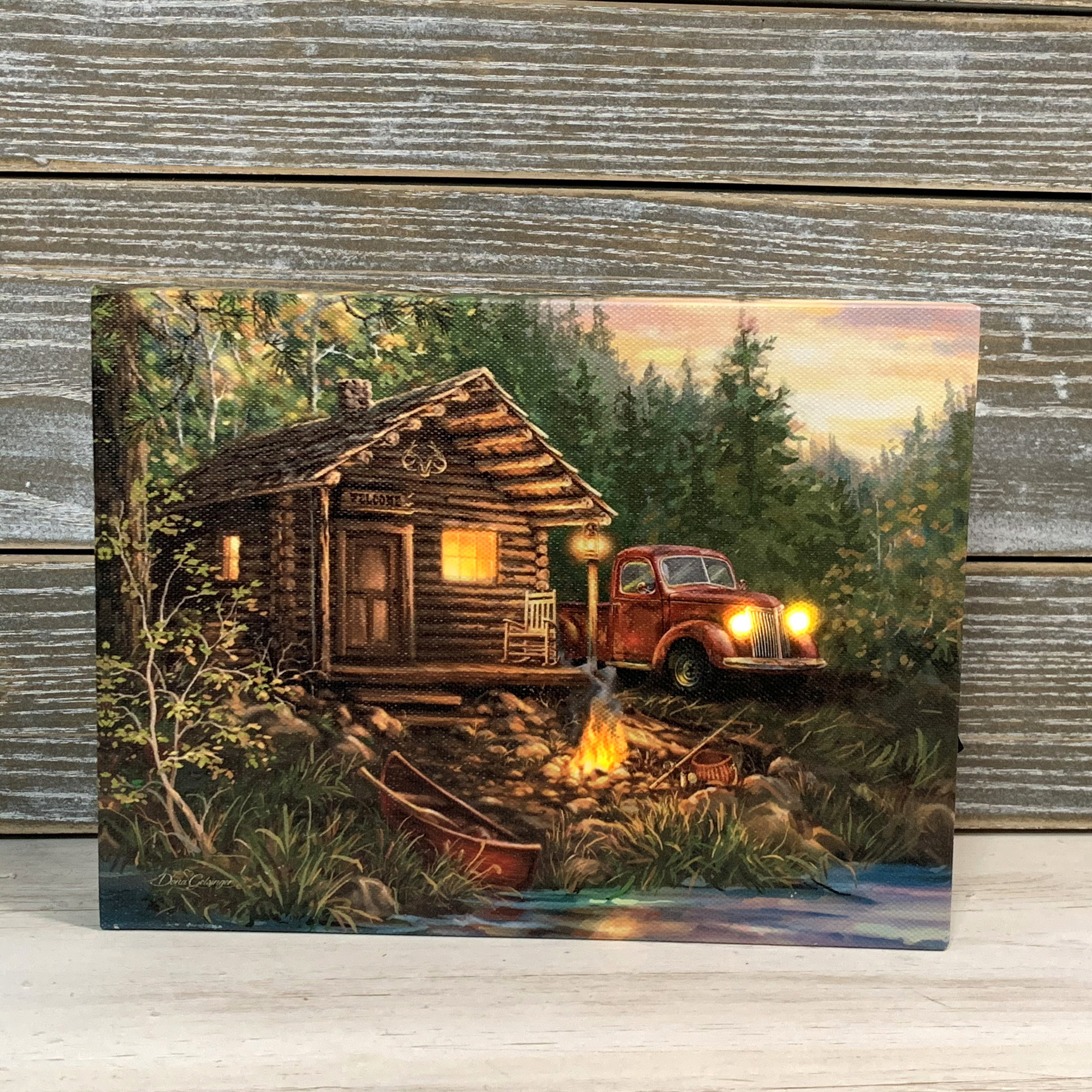 Millwood Pines Cimino - Cabin Life 8 x 6 Mini Lighted Easel Back Canvas ...