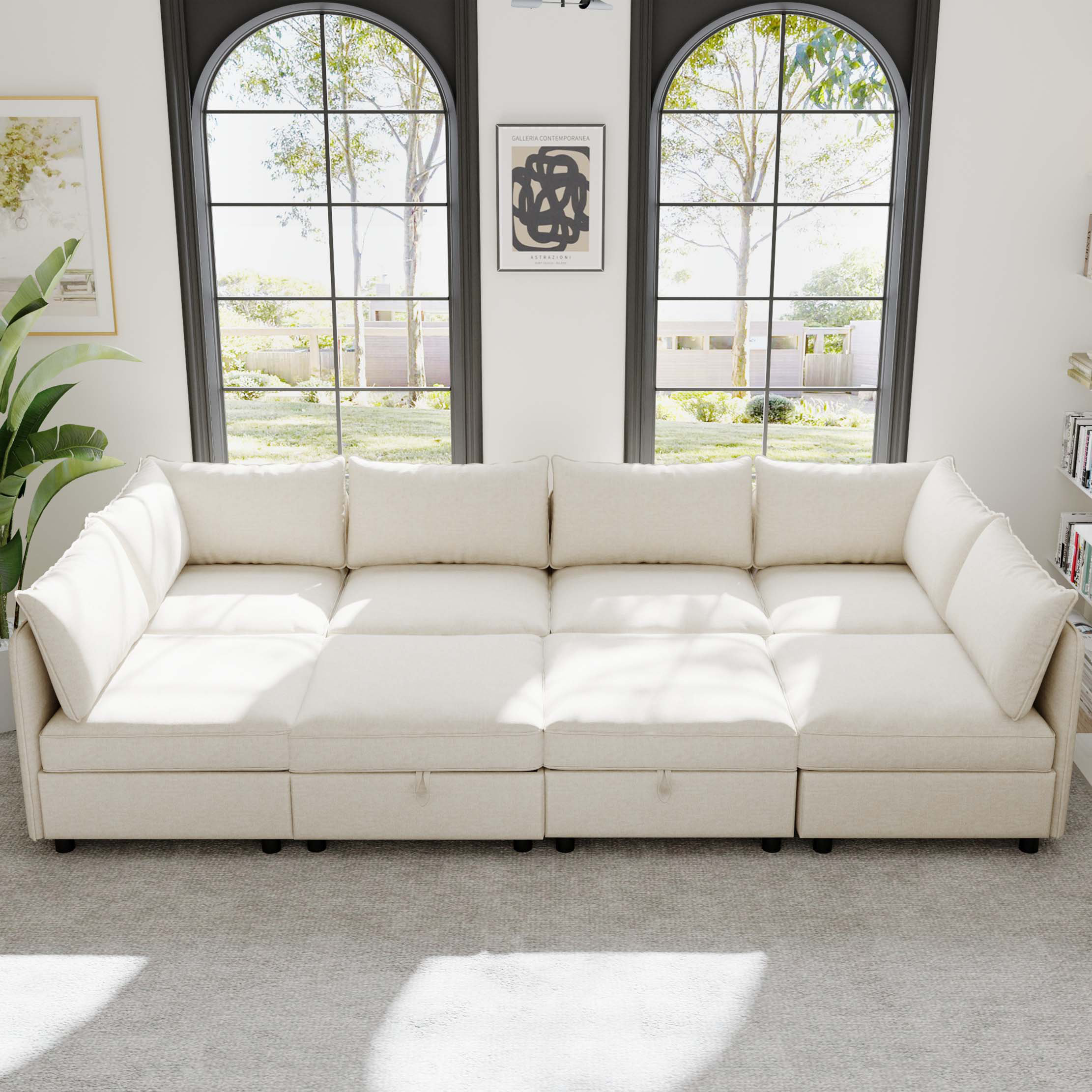 Latitude Run® Modular L-Shaped Sectional 8 Seat Sofa With Storage And 2 ...