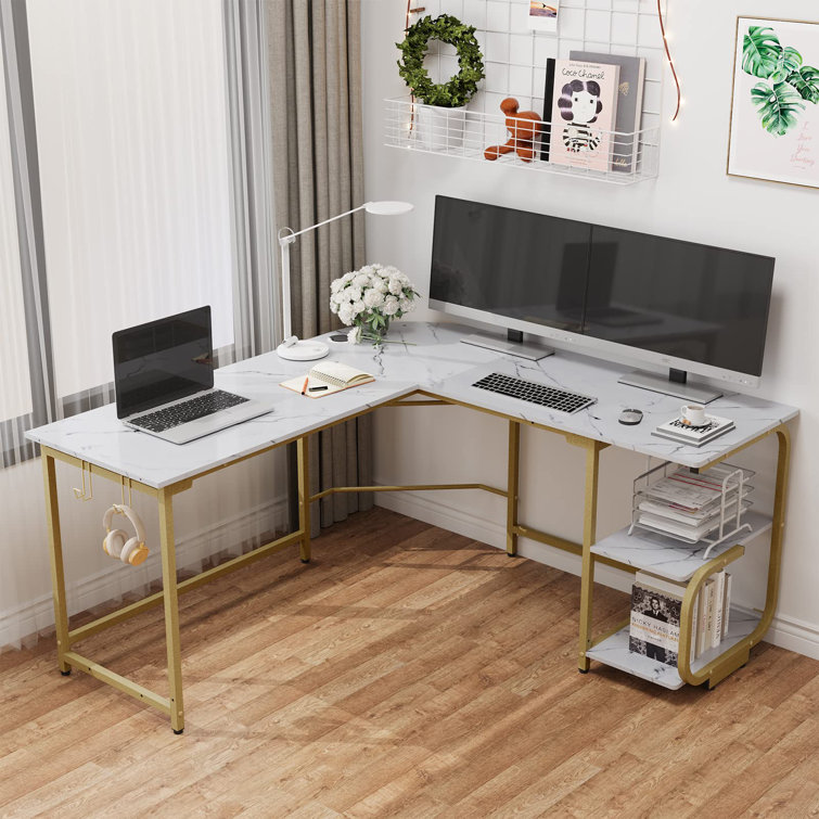 Inbox Zero Adron L-Shaped Metal Base Computer Desk | Wayfair.co.uk