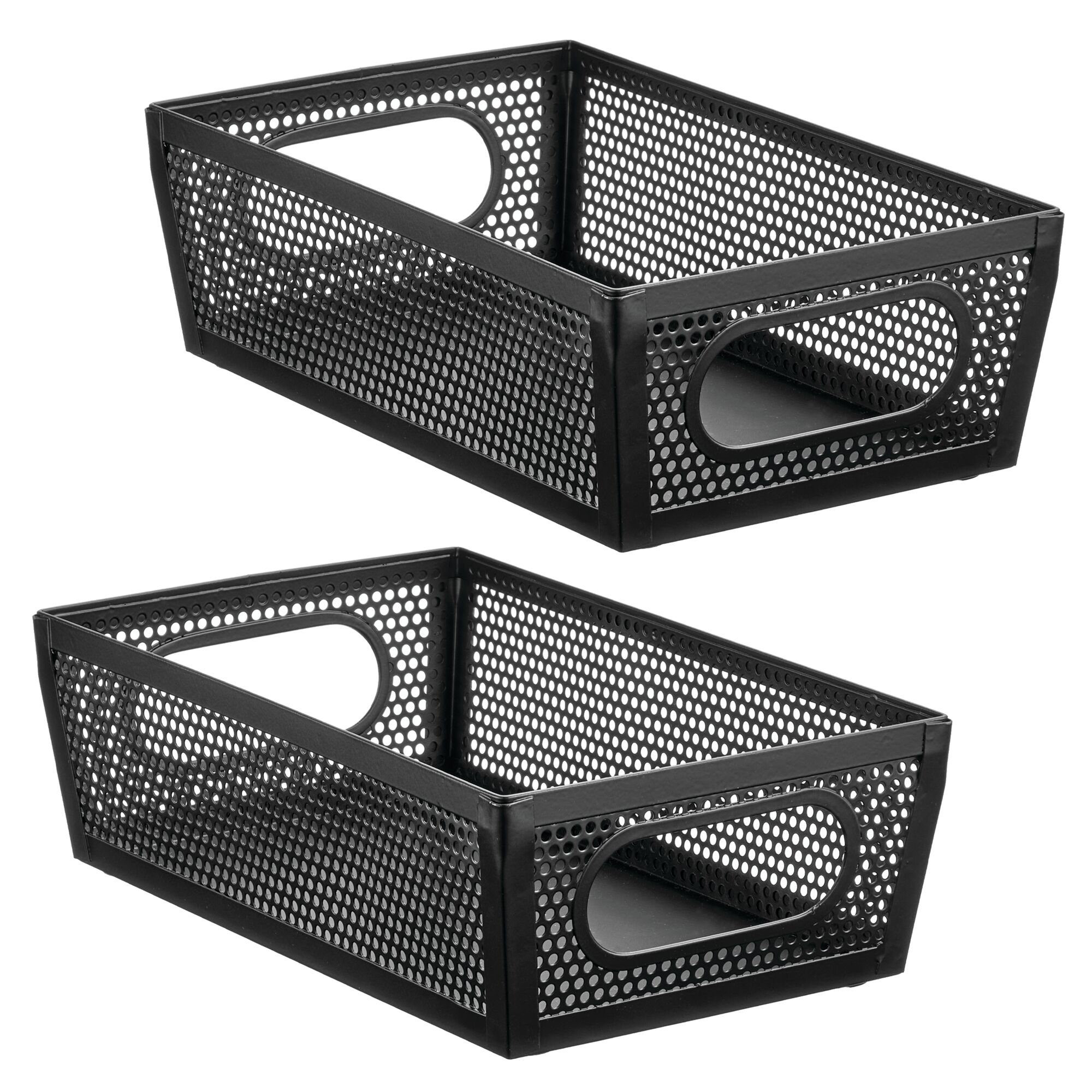 iDesign Perforated Metal Storage Bin with Handles for Kitchen and ...