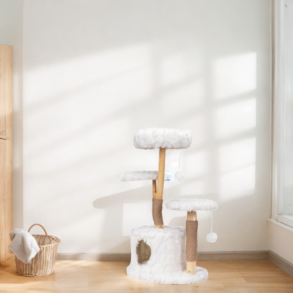 Tucker Murphy Pet™ 34 In. White Modern Cat Tree, Indoor Cat Furniture ...