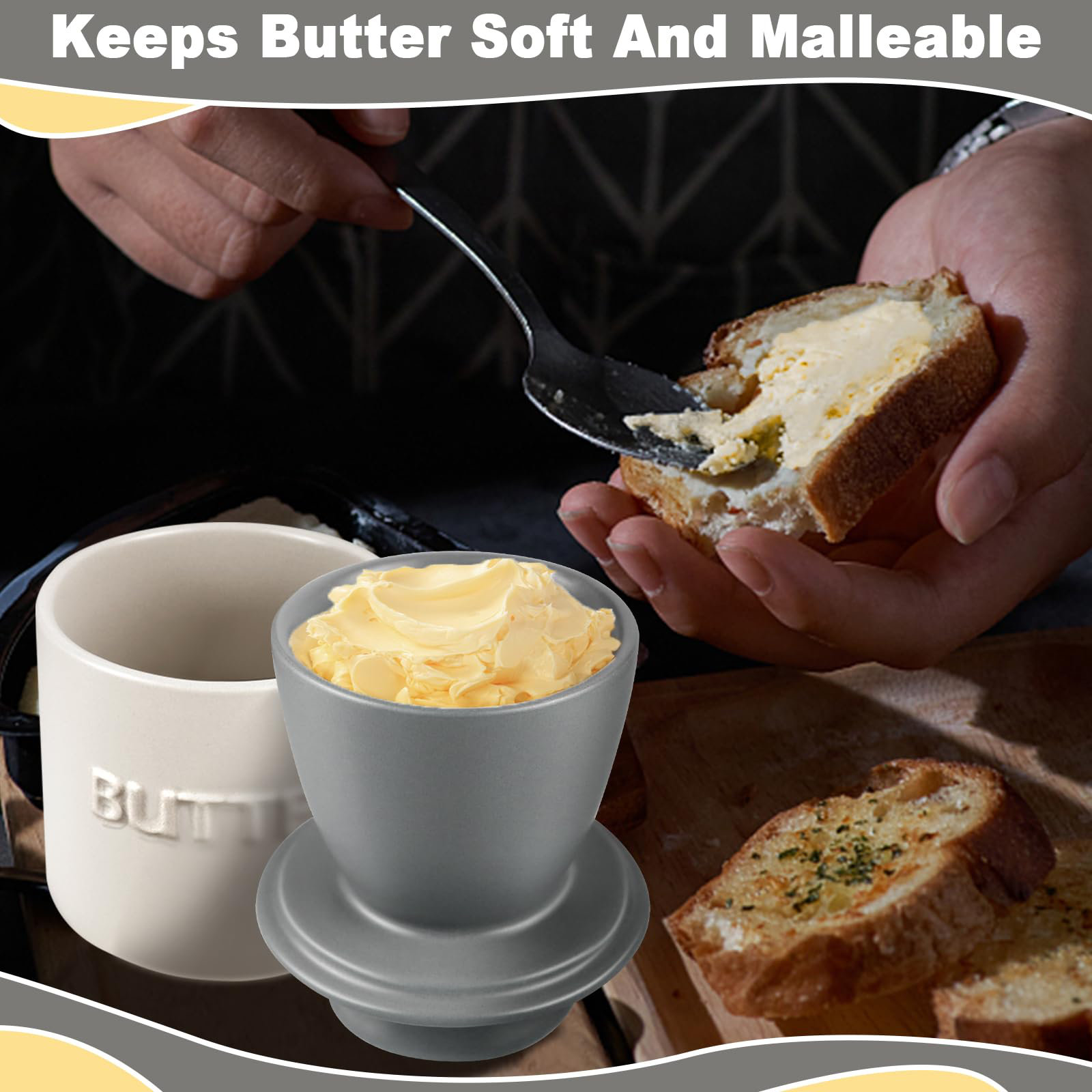 Gracie Oaks Butter Crock, Ceramic Butter Dish With Lid Butter Keeper ...