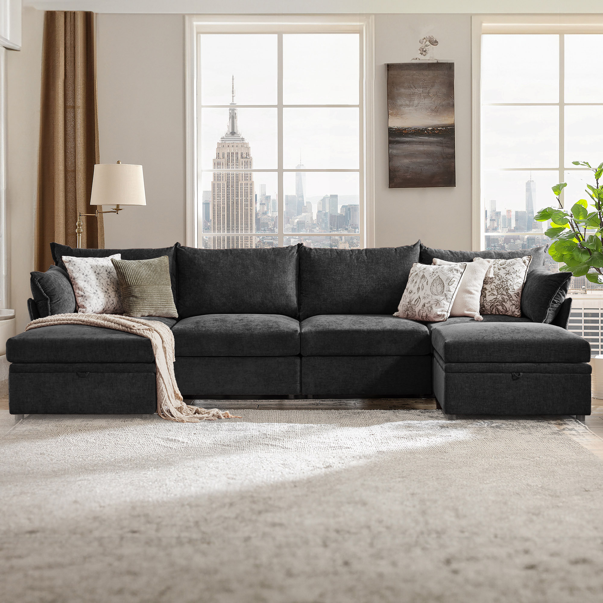 Latitude Run® 130.5'' Wide Reversible Modern Modular Sectional Sofa ...